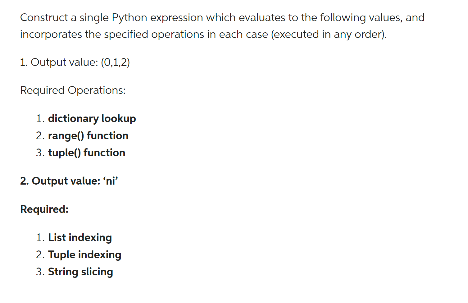 Solved Construct A Single Python Expression Which Evaluates 