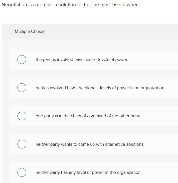 Solved Negotiation is a conflict-resolution technique most | Chegg.com