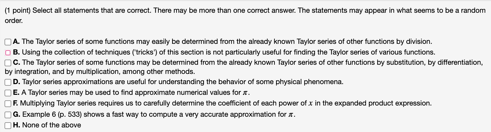 Solved (1 point) Select all statements that are correct. | Chegg.com