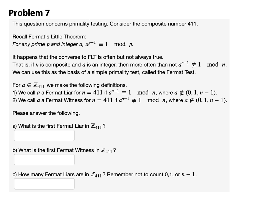 Solved Problem 7 This Question Concerns Primality Testing 