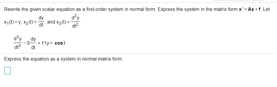 Solved Rewrite the given scalar equation as a first-order | Chegg.com