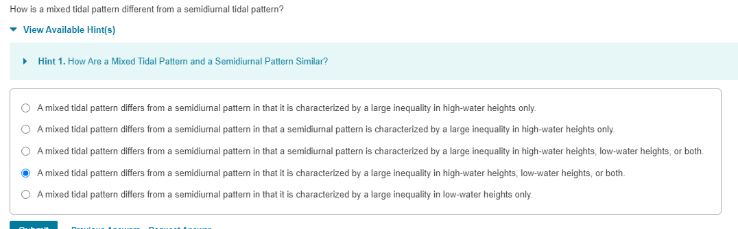 Solved How is a mixed tidal pattern different from a | Chegg.com