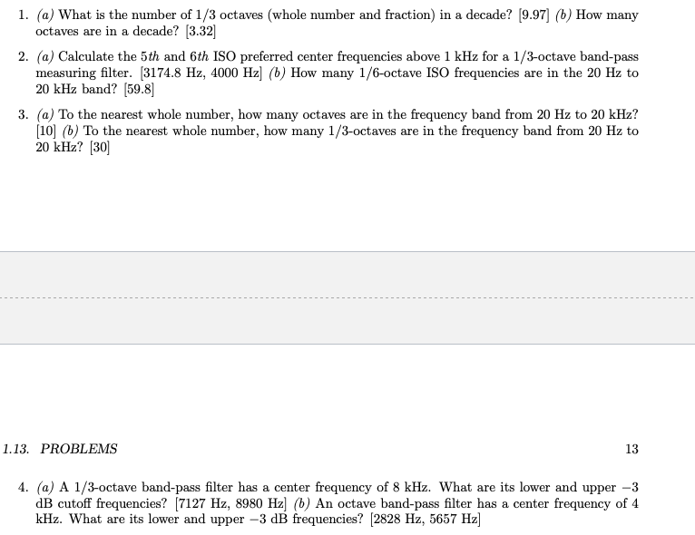 Solved 1. (a) What is the number of 1/3 octaves (whole | Chegg.com