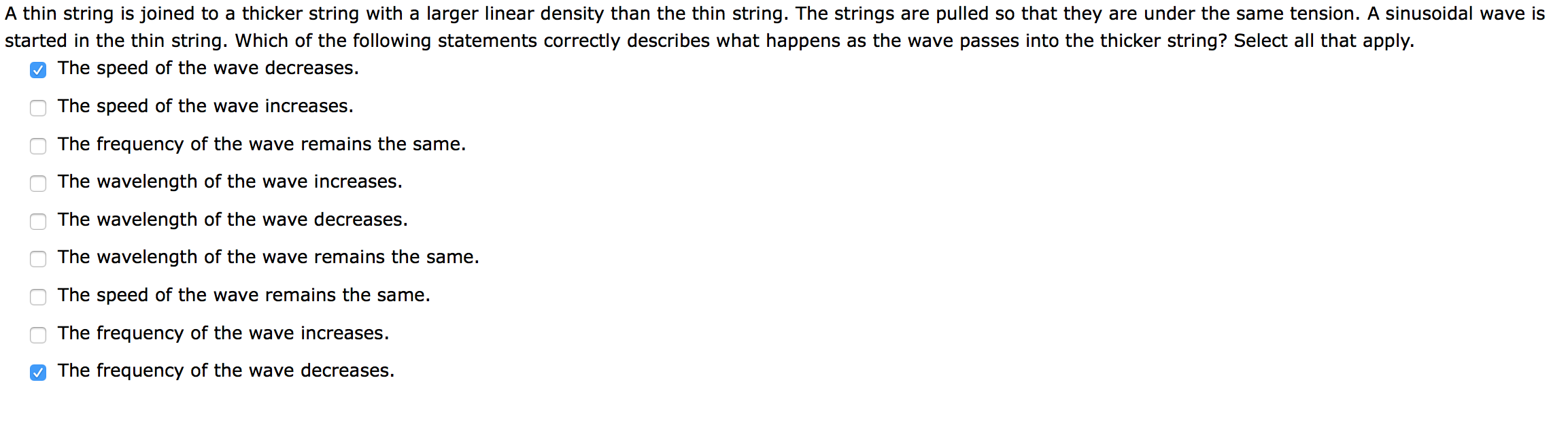 Solved A thin string is joined to a thicker string with a | Chegg.com