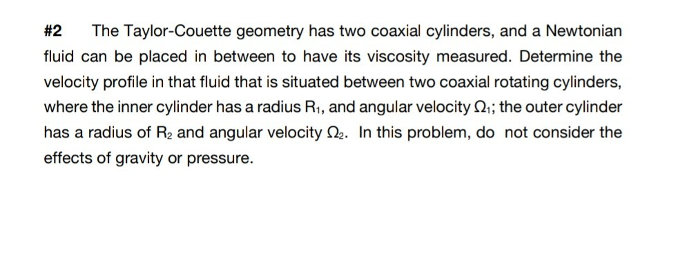 Solved #2 The Taylor-Couette geometry has two coaxial | Chegg.com
