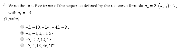 Solved 2. Write the first five terms of the sequence defined | Chegg.com
