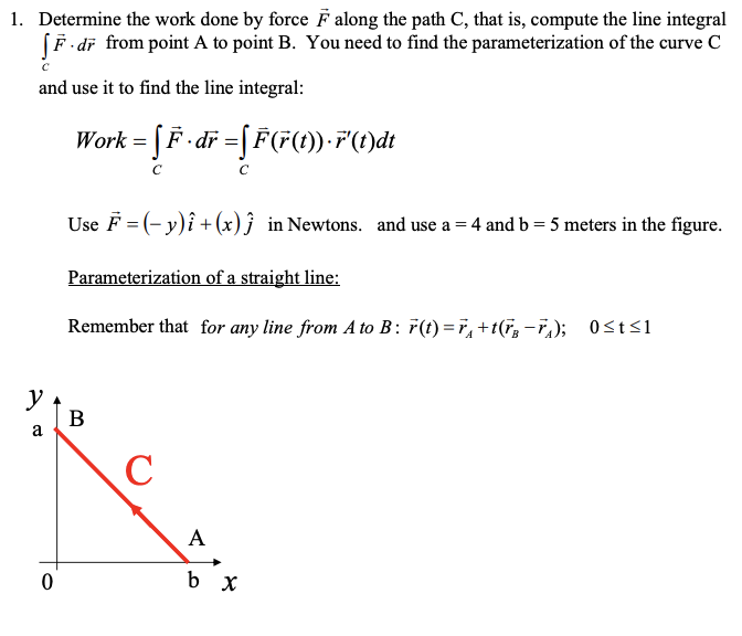 Solved с 1. Determine the work done by force F along the | Chegg.com