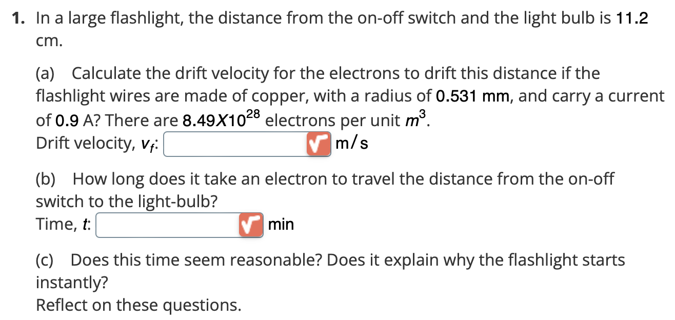 Solved 1. In a large flashlight, the distance from the | Chegg.com