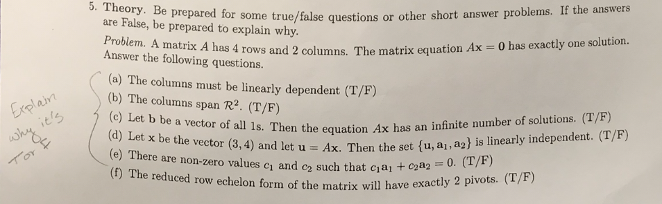 Solved for some true/false questions or other short answer | Chegg.com