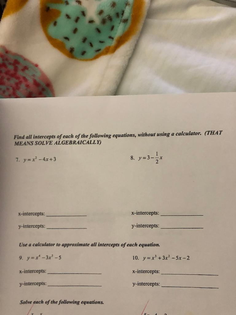 Solved Find all intercepts of each of the following | Chegg.com