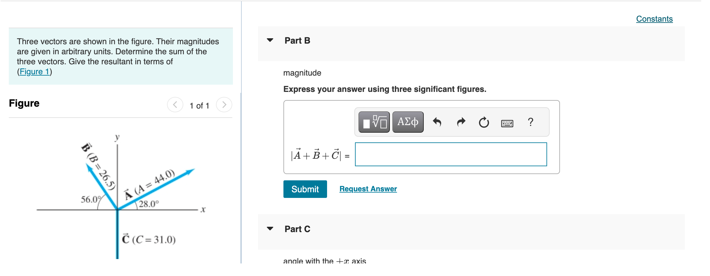 Solved Three vectors are shown in the figure. Their | Chegg.com