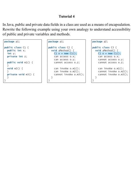 Solved In Java, public and private data fields in a class | Chegg.com