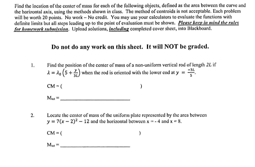 Solved Find the location of the center of mass for each of | Chegg.com
