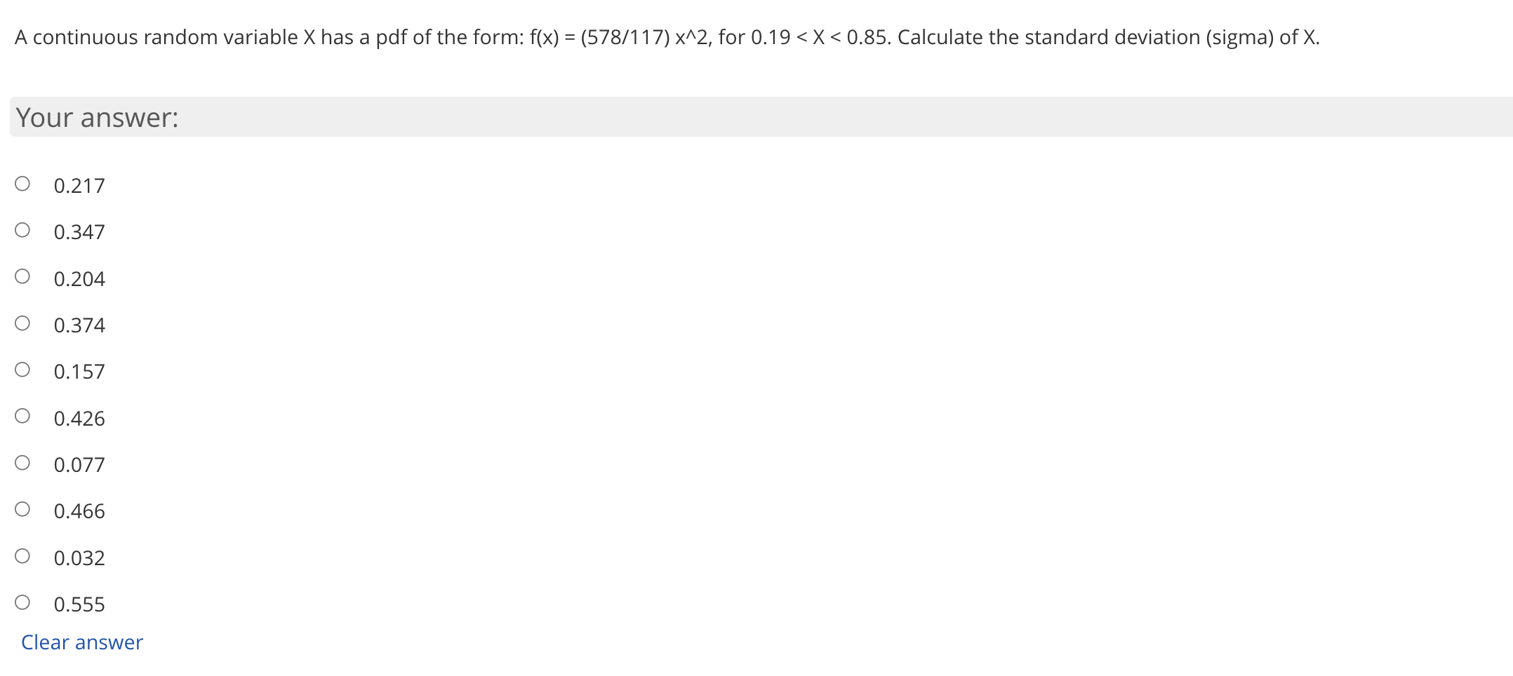 Solved A Continuous Random Variable X Has A Pdf Of The Form 1555