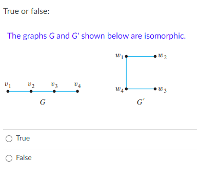 Solved True or false:The graphs G ﻿and G ' ﻿shown below are | Chegg.com