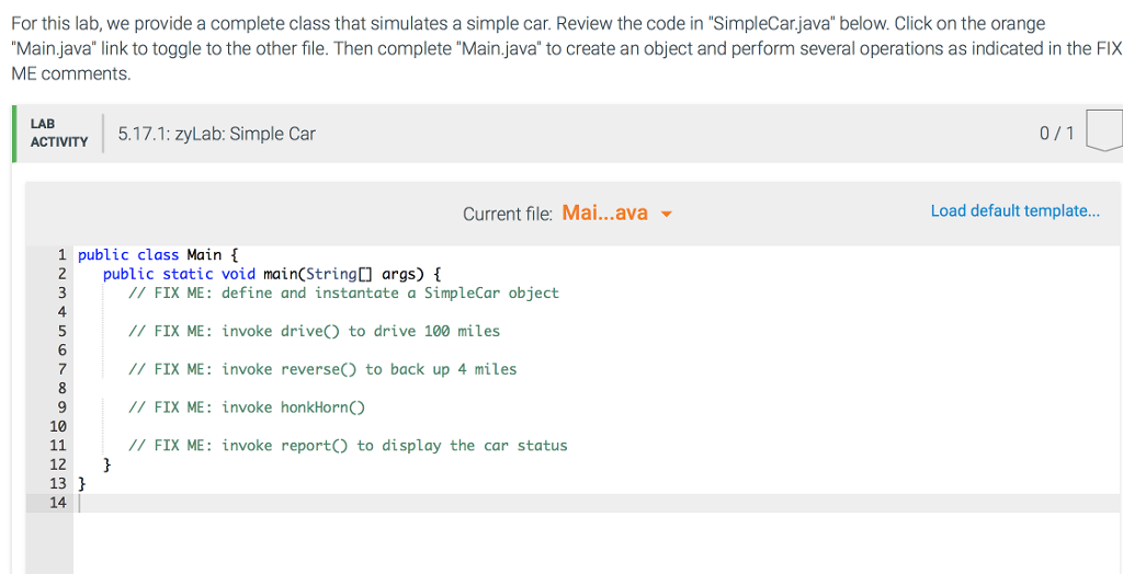 Solved For this lab, we provide a complete class that | Chegg.com