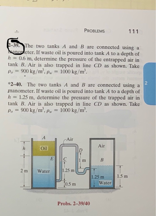 Solved PROBLEMS 111 P-39. The two tanks A and B are | Chegg.com