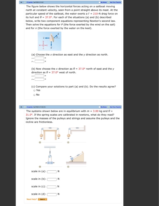 Solved The figure below shows the horizontal forces acting | Chegg.com