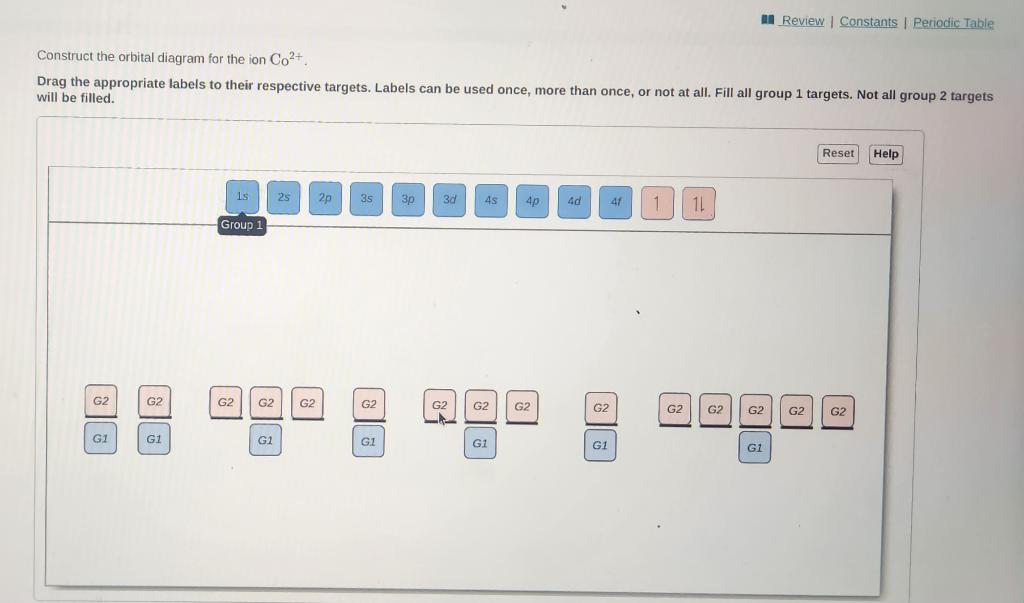 Solved Construct the orbital diagram for the ion Co2+. Drag | Chegg.com