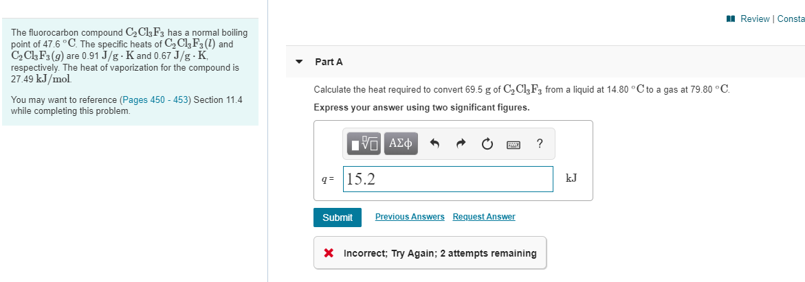 Solved Review Consta Part A The fluorocarbon compound | Chegg.com