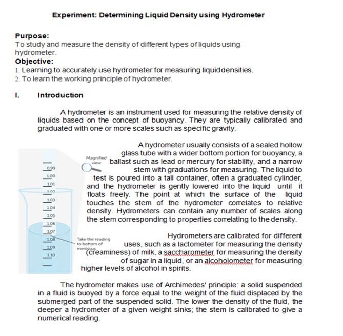 Solved 1 DENSITY DETERMINATION BY PYCNOMETER Task: Determine | Chegg.com