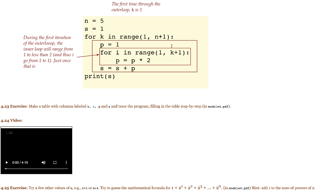 Solved 4.23 Exercise: Make a table with columns labeled k, | Chegg.com
