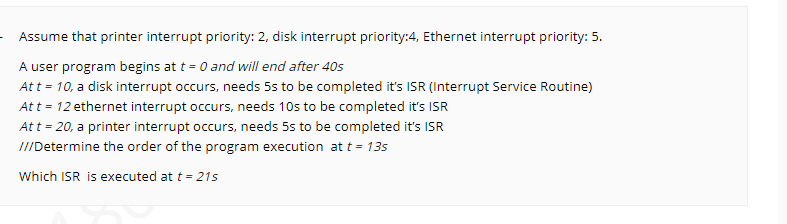 Solved - Assume that printer interrupt priority: 2, disk | Chegg.com