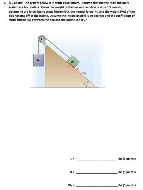 Solved 2. (15 points) The system below is in static | Chegg.com