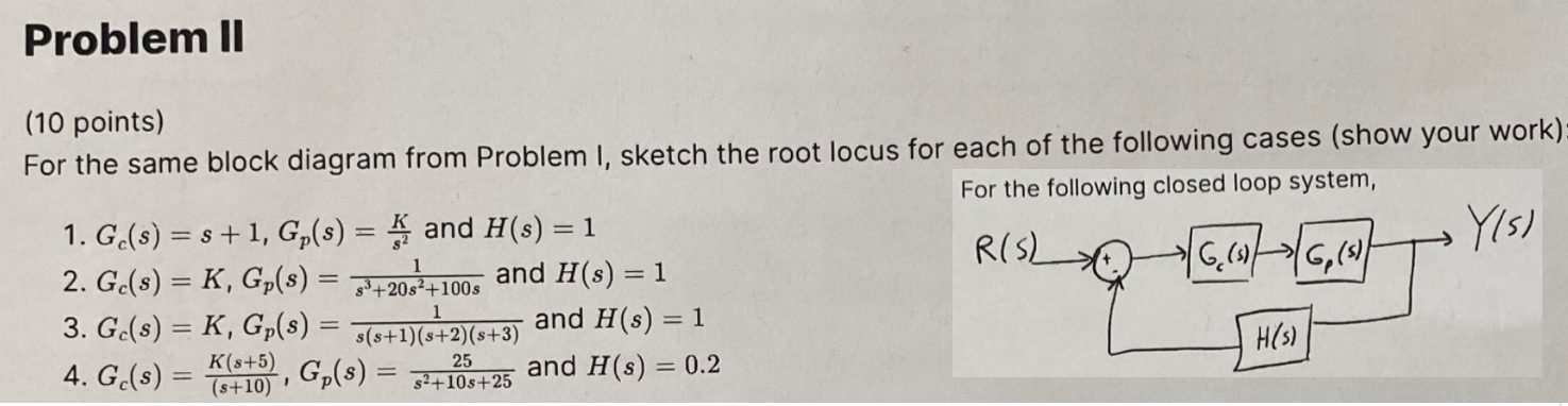 Solved Problem II = (10 points) For the same block diagram | Chegg.com