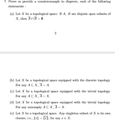 Solved 7. Prove or provide a counterexample to disprove, | Chegg.com