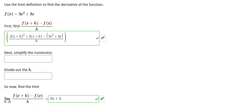 Solved Use the limit definition to find the derivative of | Chegg.com