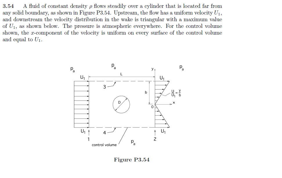 Solved 3.54 A fluid of constant density p flows steadily | Chegg.com