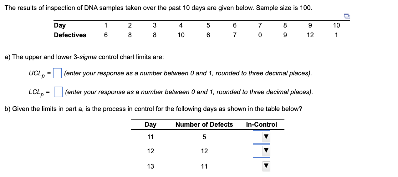Solved a) The upper and lower 3-sigma control chart limits | Chegg.com