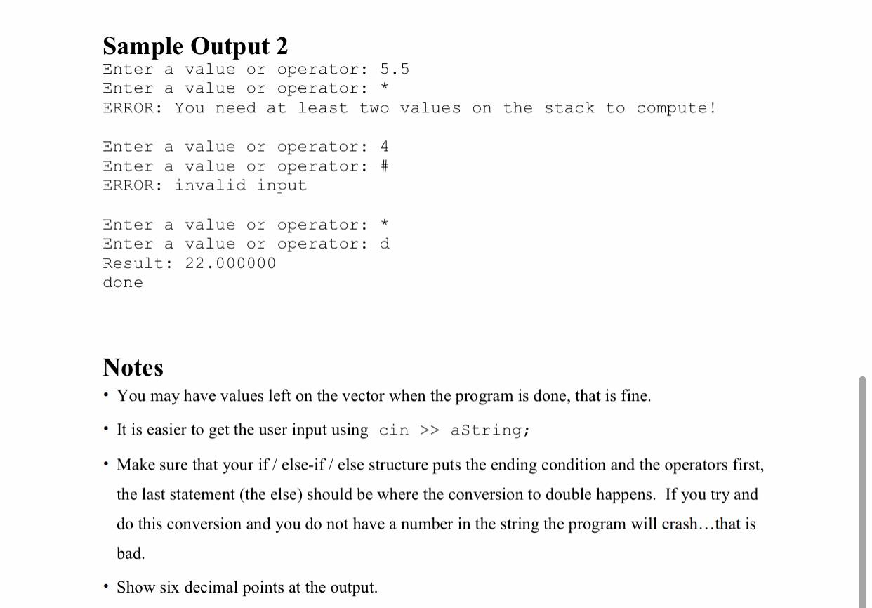 Solved Instructions Create a new program called postfix.cpp, | Chegg.com
