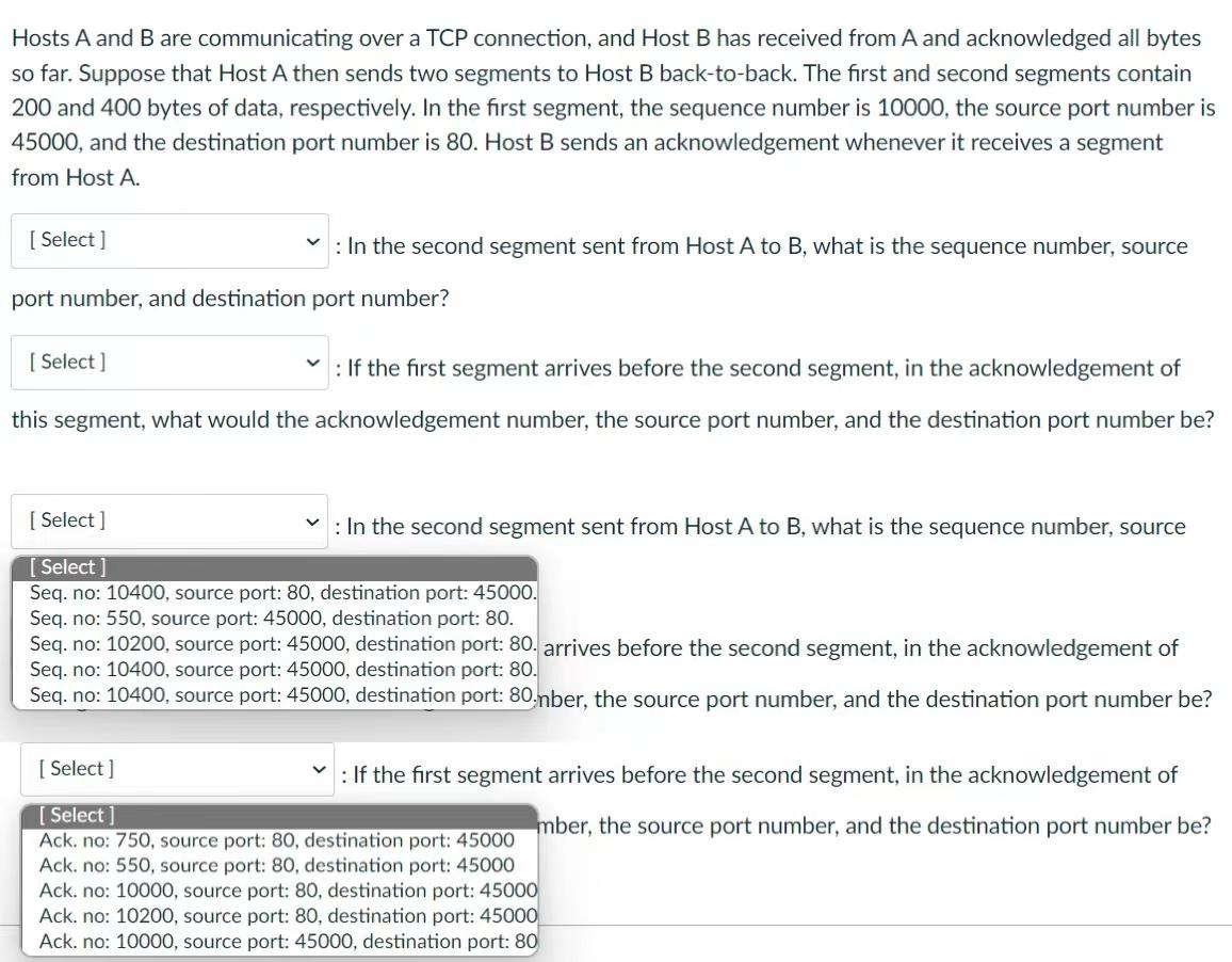 Solved Hosts A and B are communicating over a TCP | Chegg.com