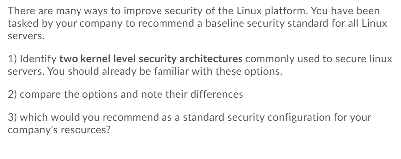 Solved There are many ways to improve security of the Linux | Chegg.com