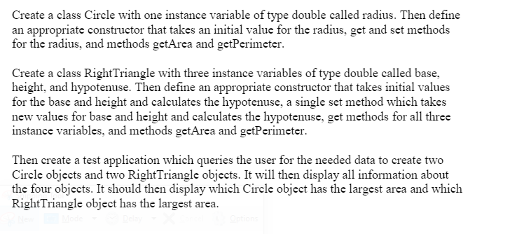 Solved Create a class Circle with one instance variable of | Chegg.com