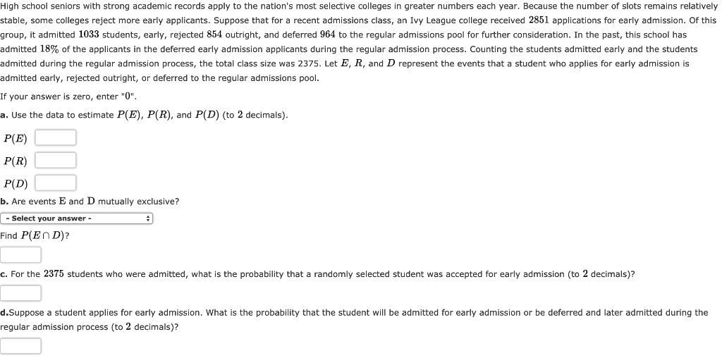 Solved High school seniors with strong academic records | Chegg.com