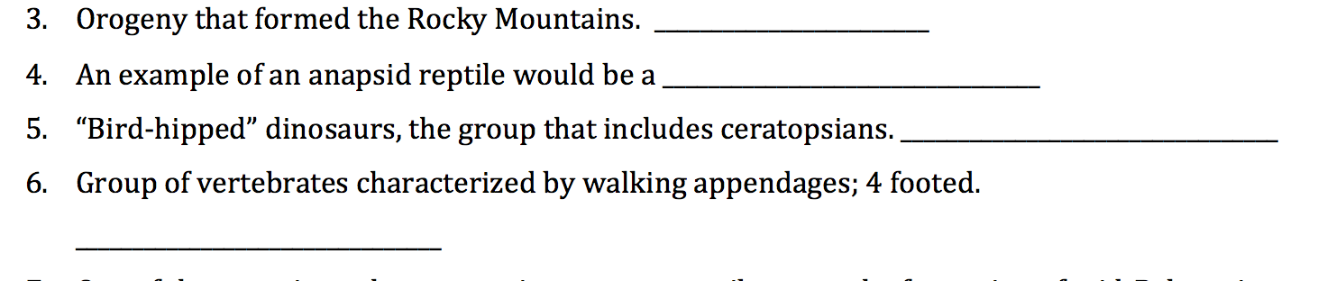 Solved 3. Orogeny that formed the Rocky Mountains. 4. An | Chegg.com