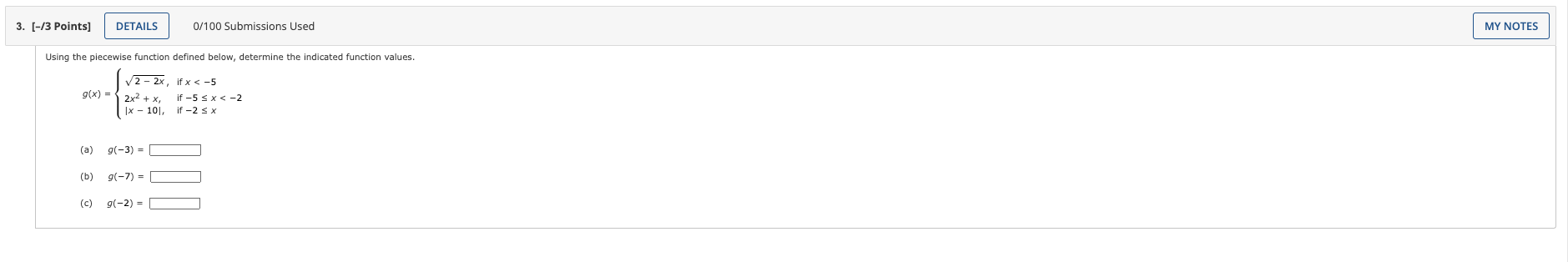 Solved Using the piecewise function defined below, determine | Chegg.com