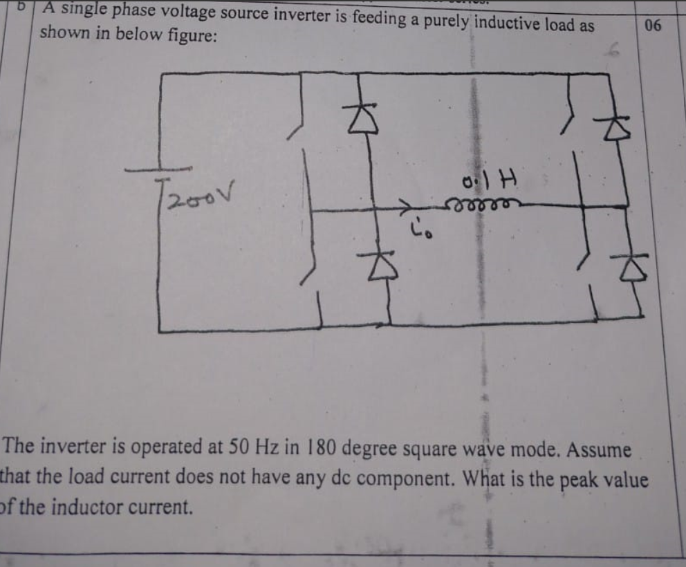 Solved A Single Phase Voltage Source Inverter Is Feeding A