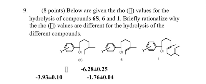 9.(8 points) Below are given the rho ( values for the | Chegg.com