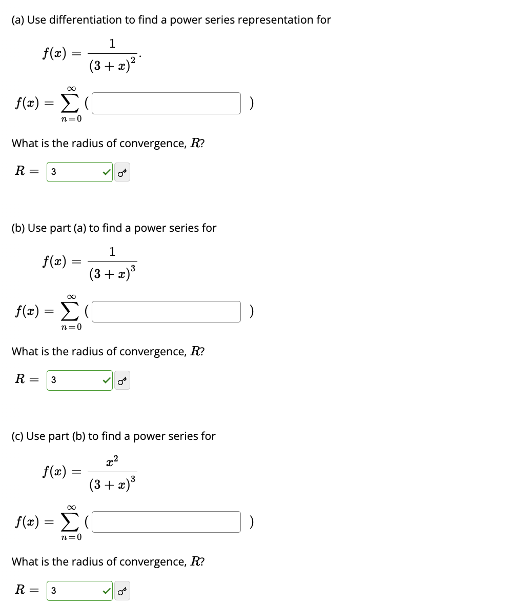 Solved (a) ﻿Use differentiation to ﻿find a power series | Chegg.com