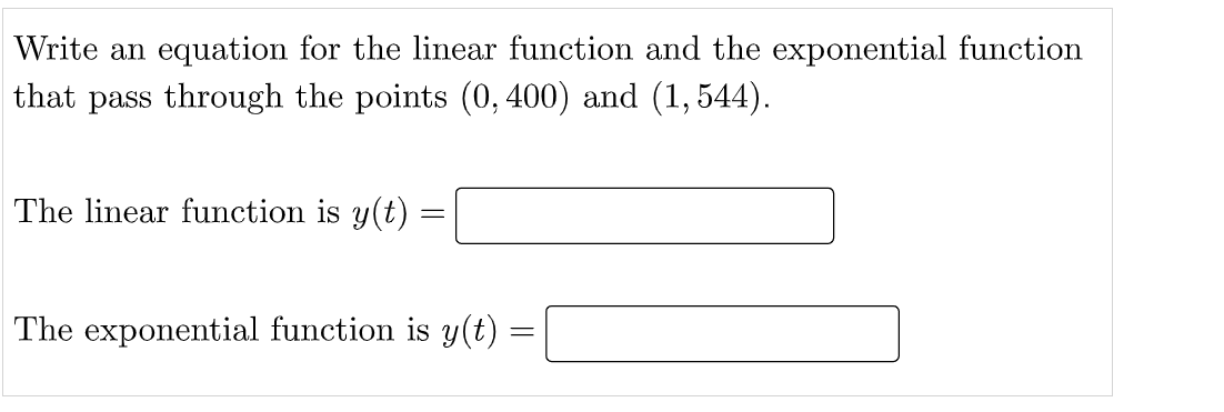 Solved Write an equation for the linear function and the | Chegg.com