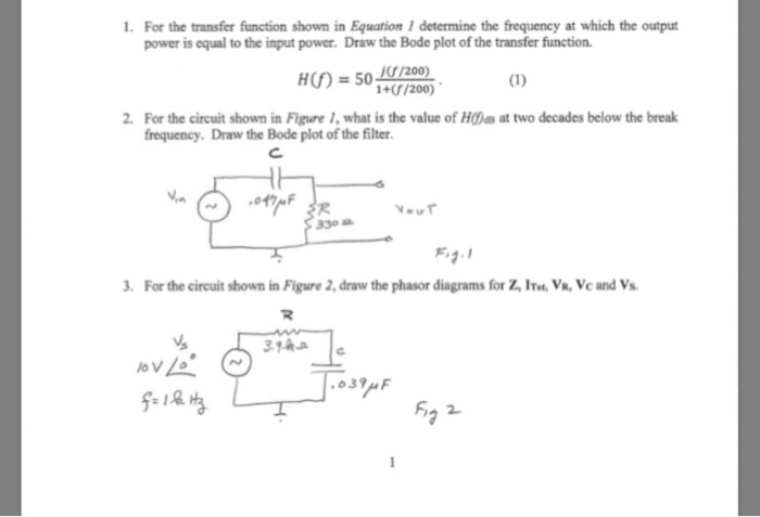 Solved 1. For the transfer function shown in Equation I | Chegg.com