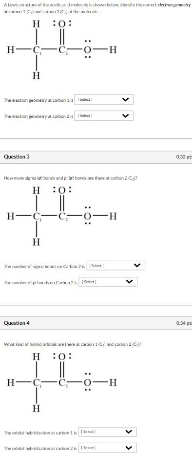 Solved A Lewis structure of the acetic acid molecule is | Chegg.com