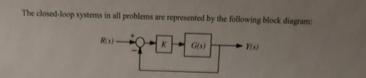 The closed-loop systems in all problems are | Chegg.com