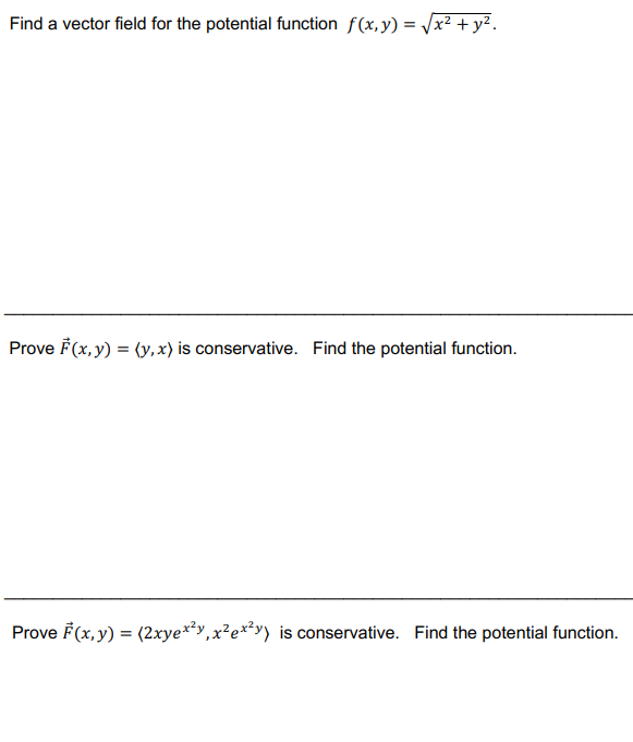 Solved Find a vector field for the potential function | Chegg.com
