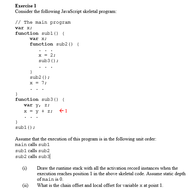 Solved Draw all activation records with return address, | Chegg.com