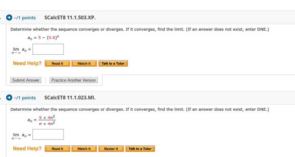Solved - -11 points SCalcET8 11.1.503.XP. Determine whether | Chegg.com